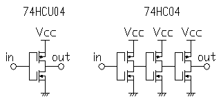 74HCU04を使用した水晶発振回路
